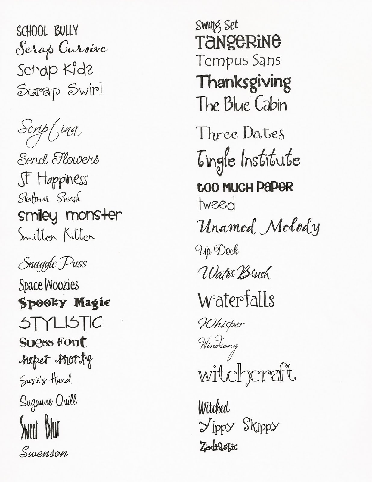 Just Cuz Vinyl Lettering: FONTS