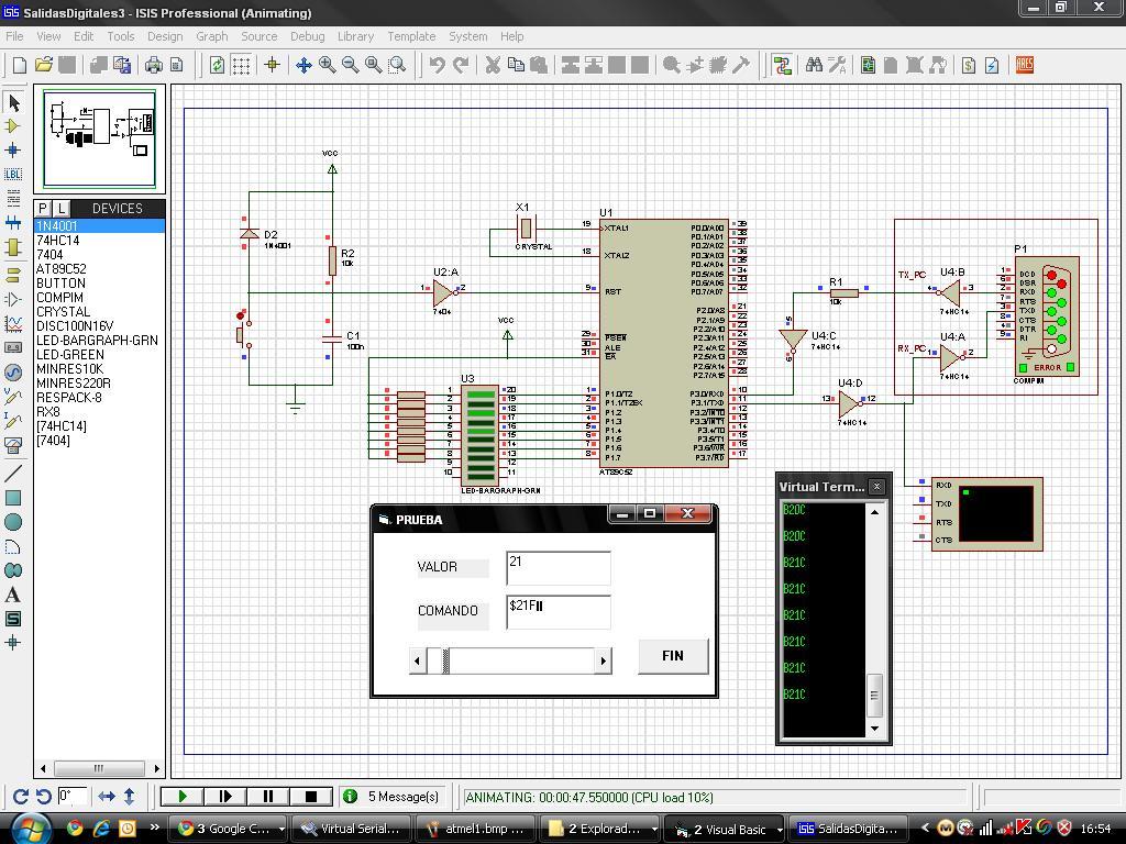 ATMEL MICROCONTROLADORES: ATMEL MICROCONTROLADORES : Aplicaciones con VB - Proteus - Puerto ...