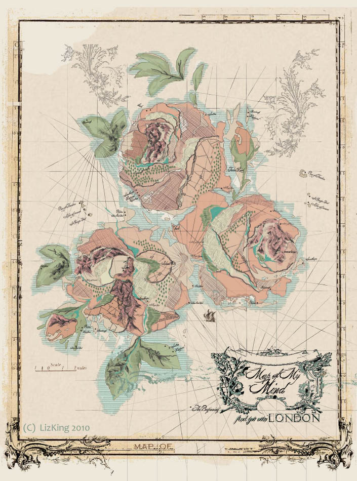 Bitten By Kittens - Illustration Collective: Rose Map Print