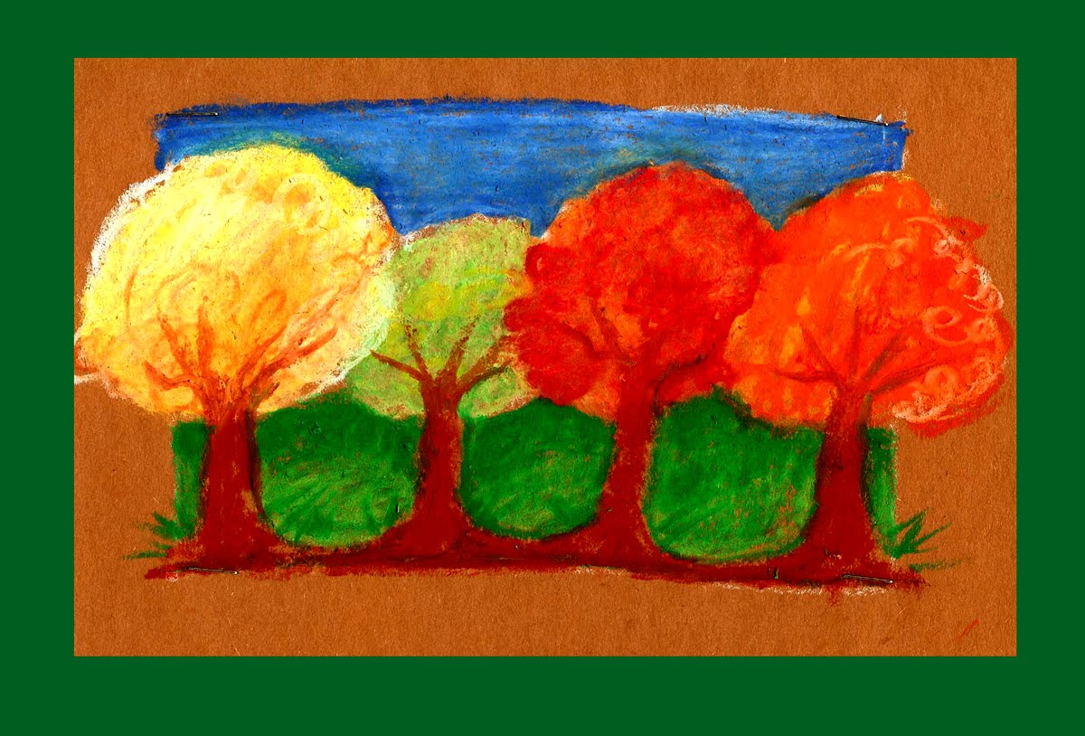 Kolor Me Kid: Fall Trees Oil Pastel