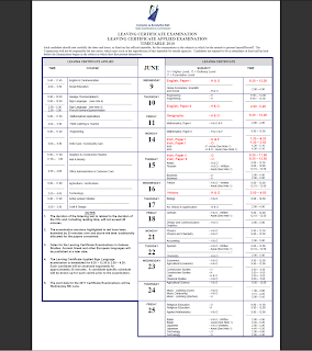 Study Chatter Box: The Leaving Cert Timetable