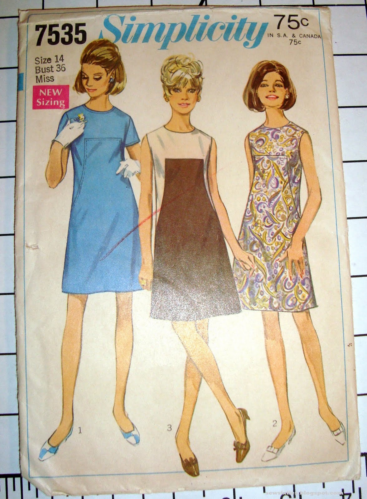 Sew Sixties: Orange Color Block Mod Dress- Simplicity 7535 from 1968