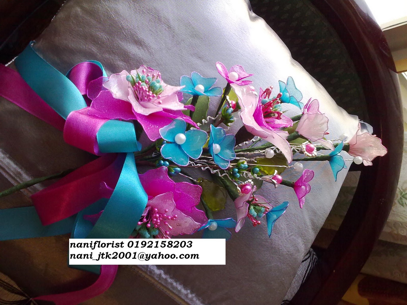 Nani Florist: Bunga Dulang Hantaran BiruPink Stokin