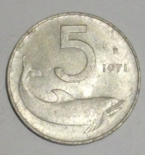 INDONESIA COLLECTORS ANTIQUE: COIN SILVER 1971 REPVBBLICA ITALIANA 5 R
