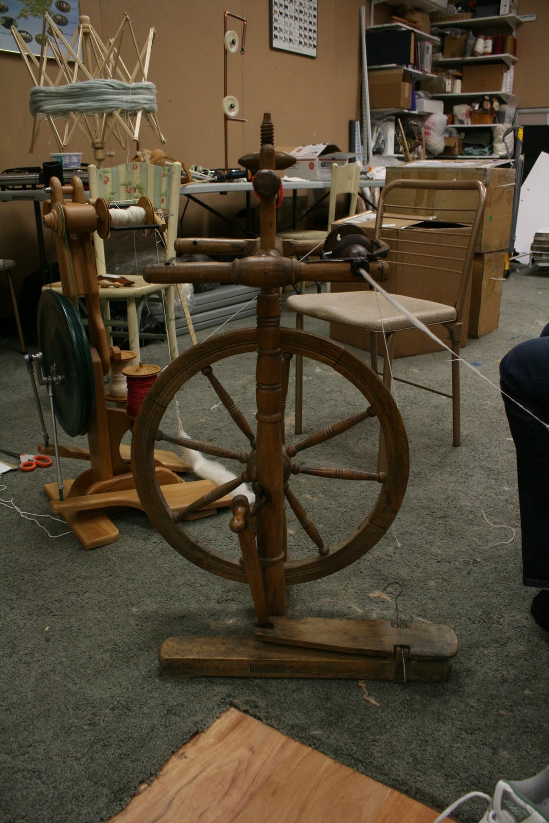 Weaving Art & Collectibles Manual spinning thread Antique wooden ...