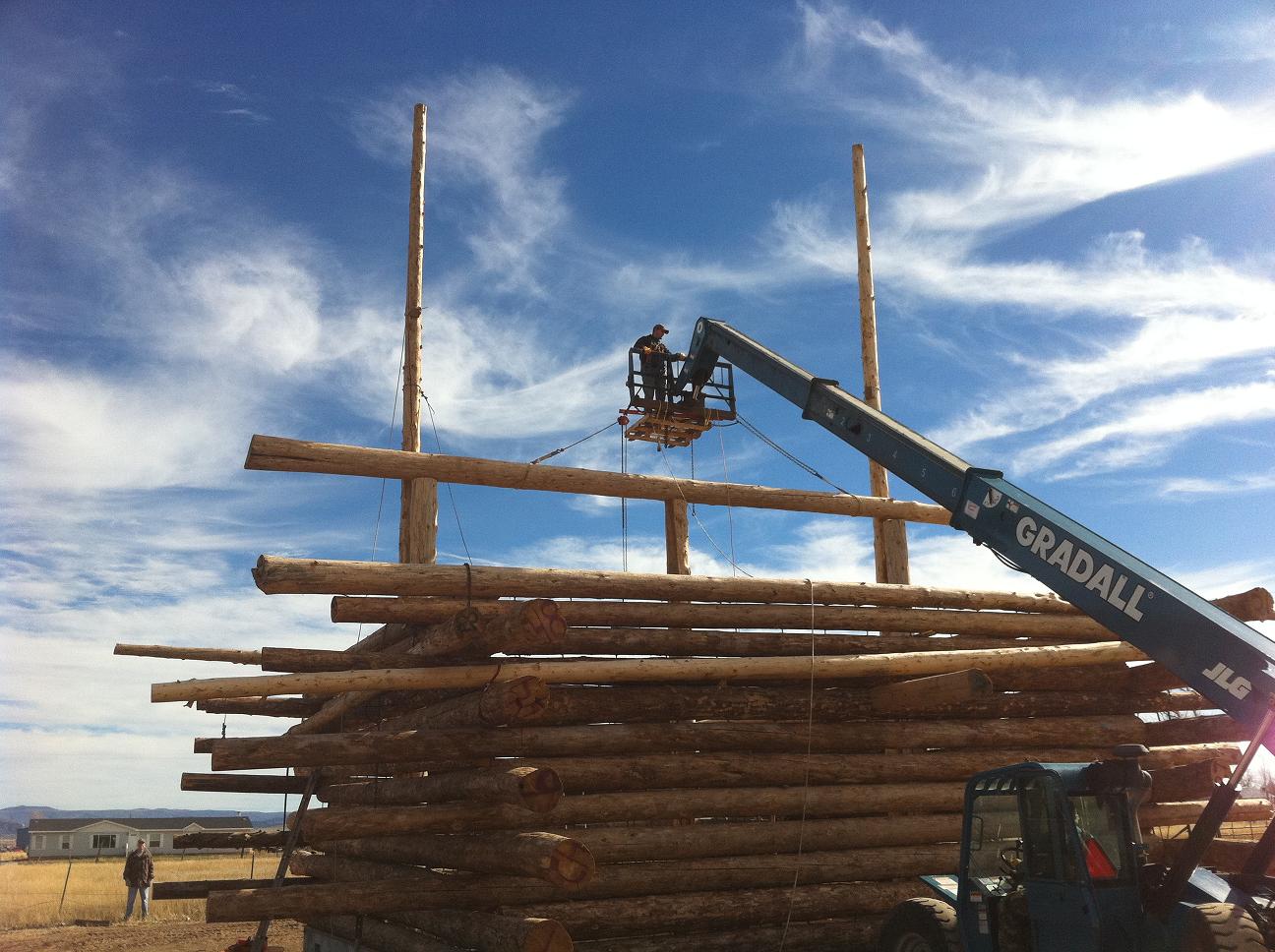 Our Log Home Journey: Setting the Ridge Pole, and rafters