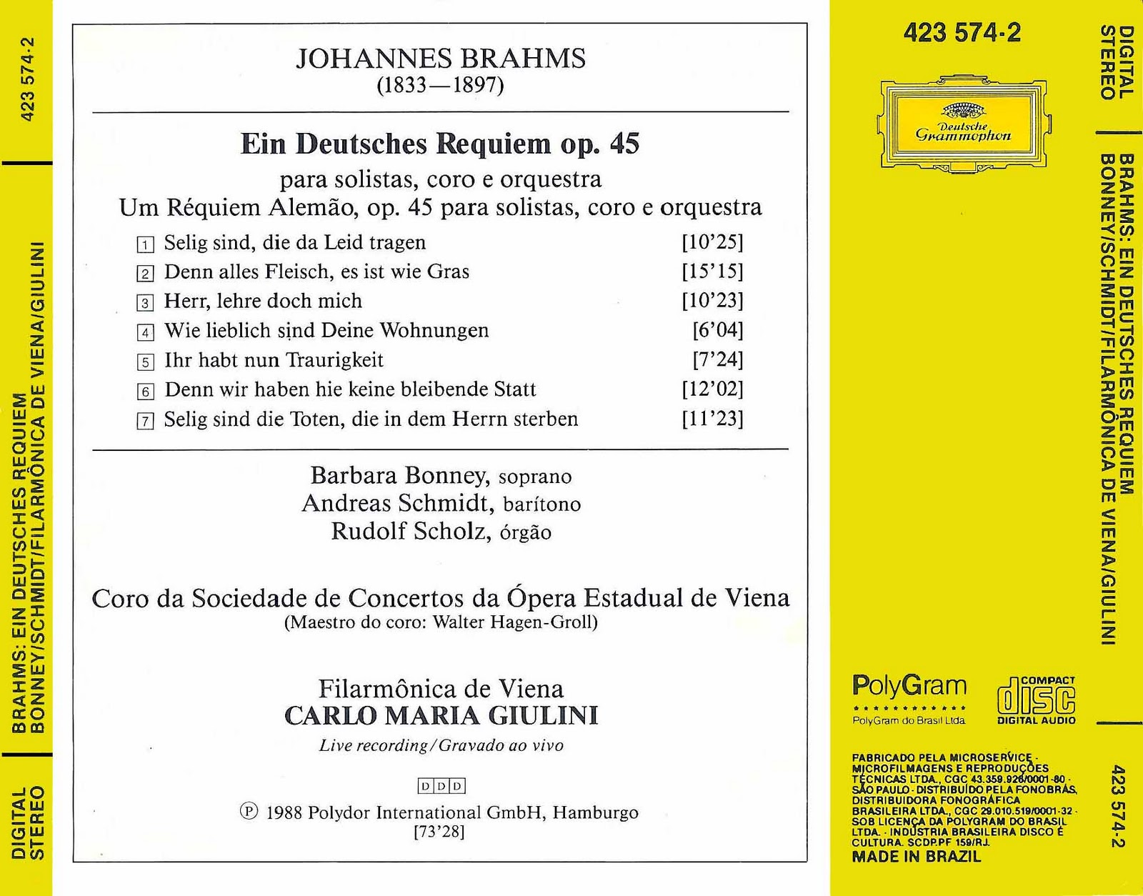 THE WORLD of CLASSICAL: DG "BRAHMS - GERMAN REQUIEM" -,Giulini