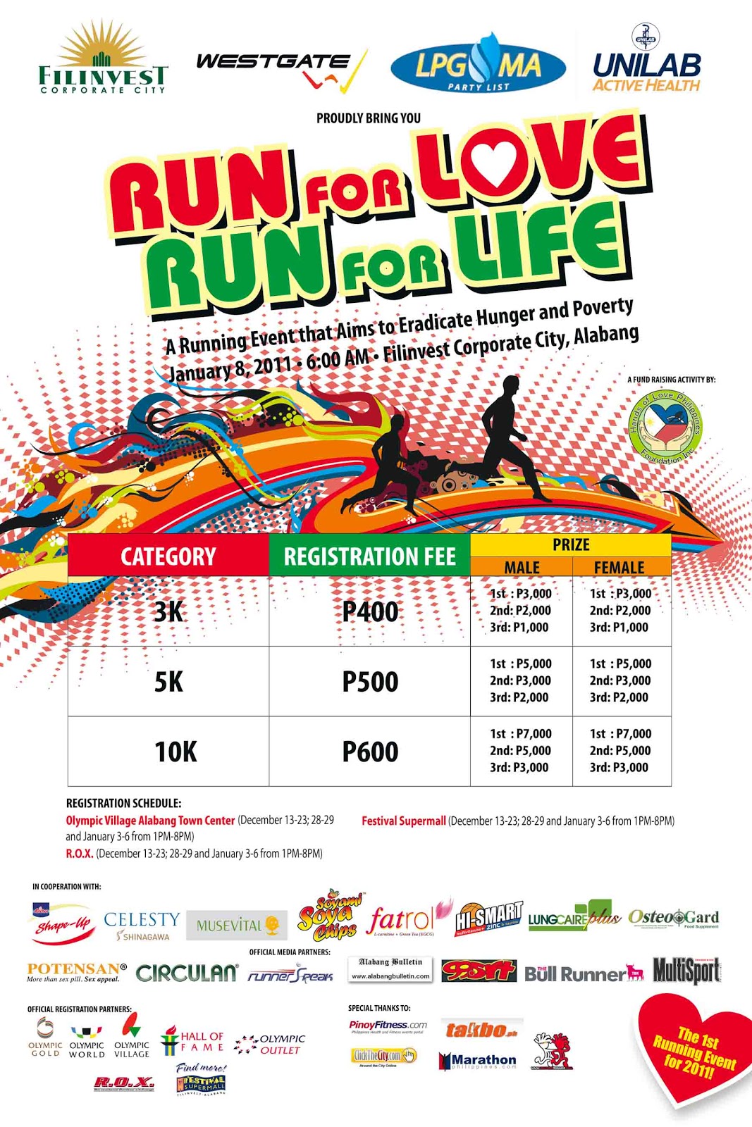 Run for Love. Run for Life.: Poster with Sponsors' logos