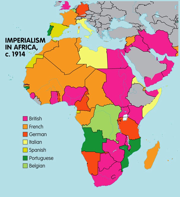 ganga macota: África, mapa do colonialismo europeu, 1914