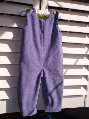 Toddler Tailoring: Purple corduroy overalls
