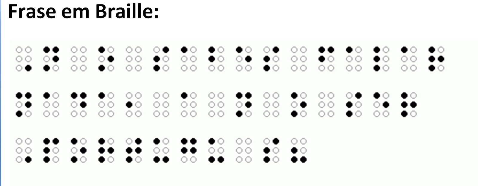 Area de integraçao: Frase em Português, Braille e Morse