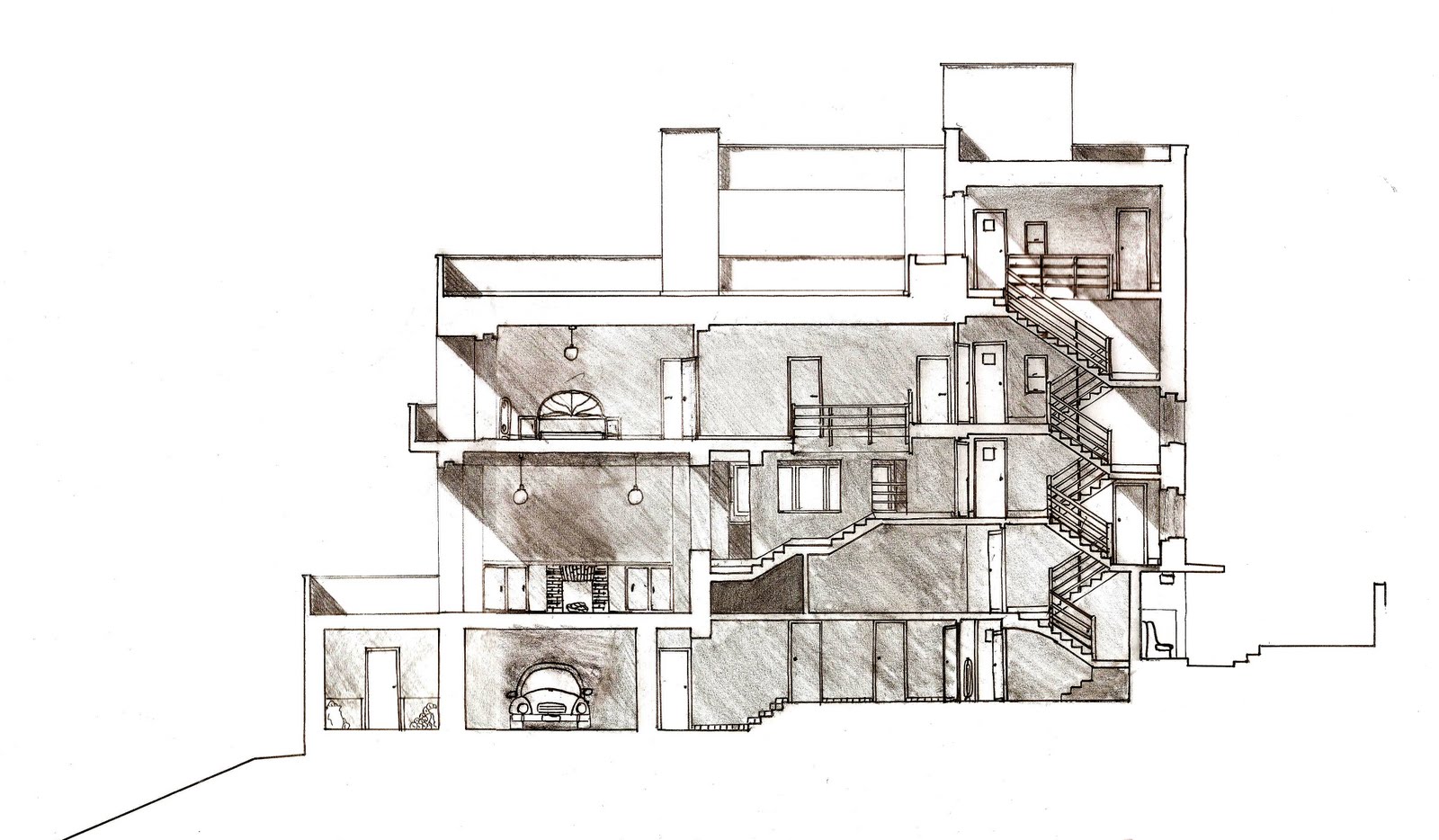 Xiaonan Quan: Parti & Poché diagram of Villa Müller