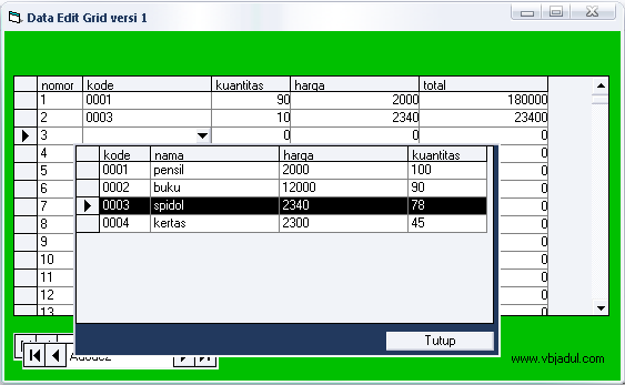 Data Edit Grid Versi 1 - vb - 'jadul'