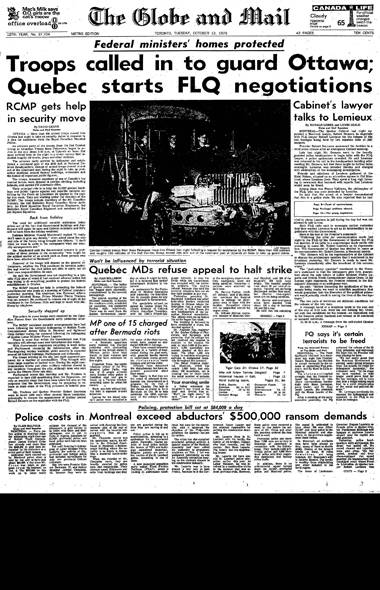 Assoluta Tranquillita: 40 years ago: FLQ and terrorism in Canada