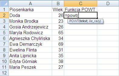 Abc Excel: Funkcja POWT - zabawa z Excelem