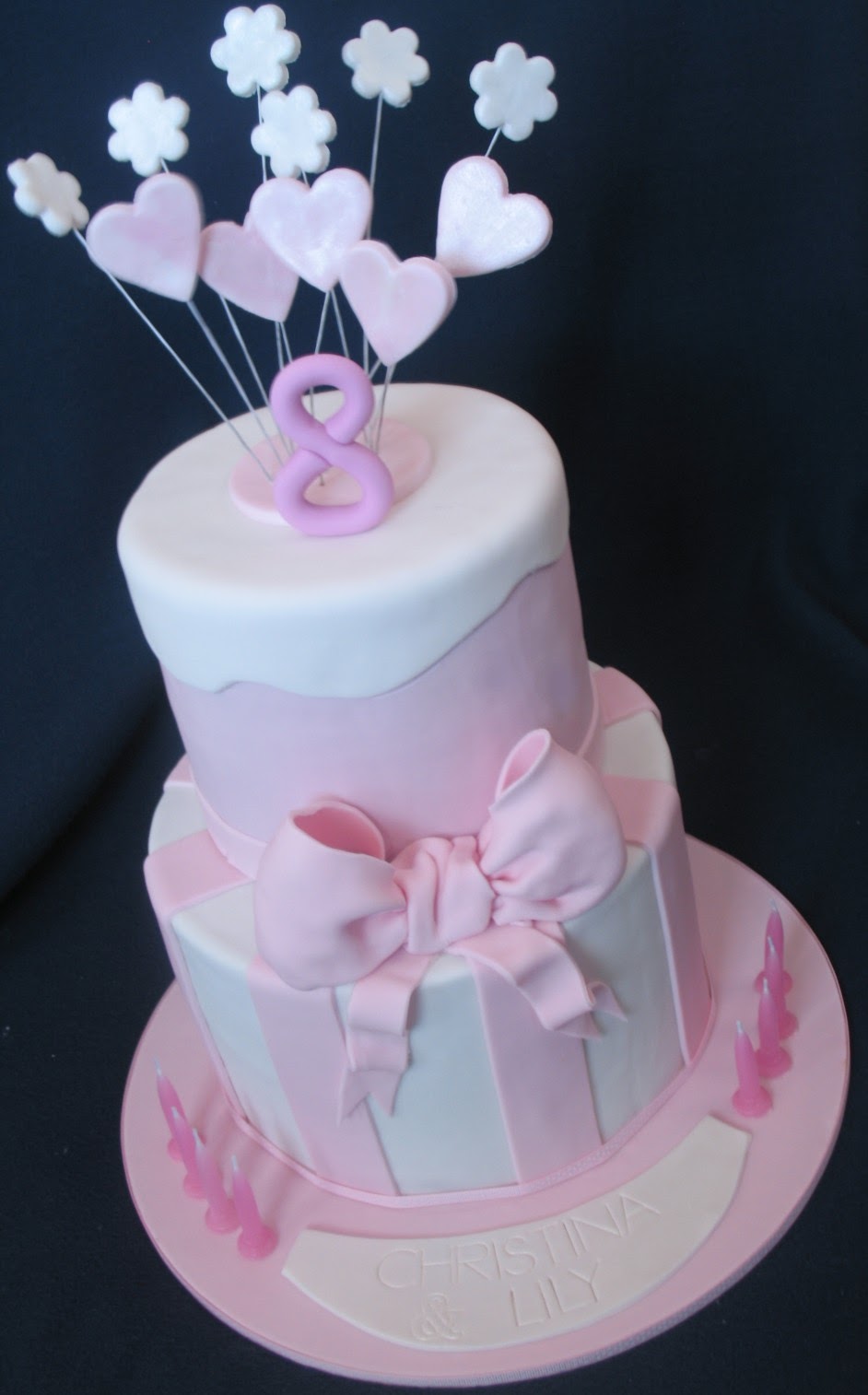 Blissfully Sweet: Hearts & Flowers 8th Birthday Cake
