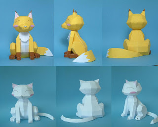 Fox and Cat Papercrafts | Papercraft Paradise | PaperCrafts | Paper ...