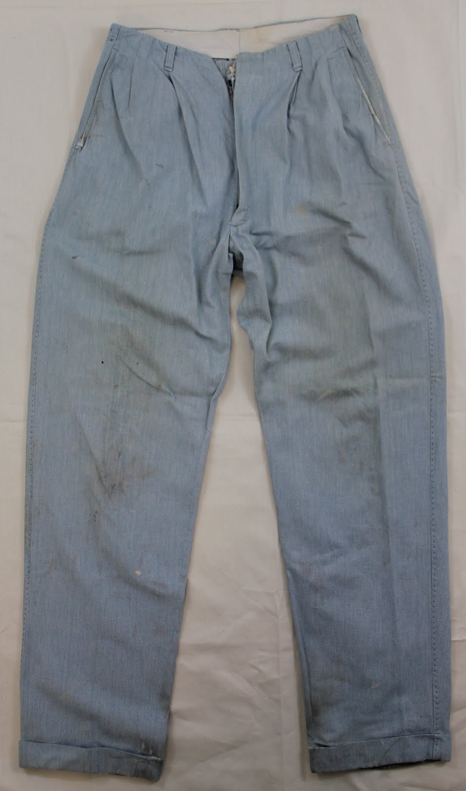 vintage workwear: 1950's Salt and Pepper Denim Pants with Hand Stitched ...
