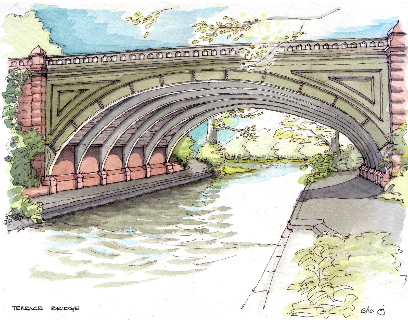 Park Slope Sketch: Terrace Bridge in Prospect Park