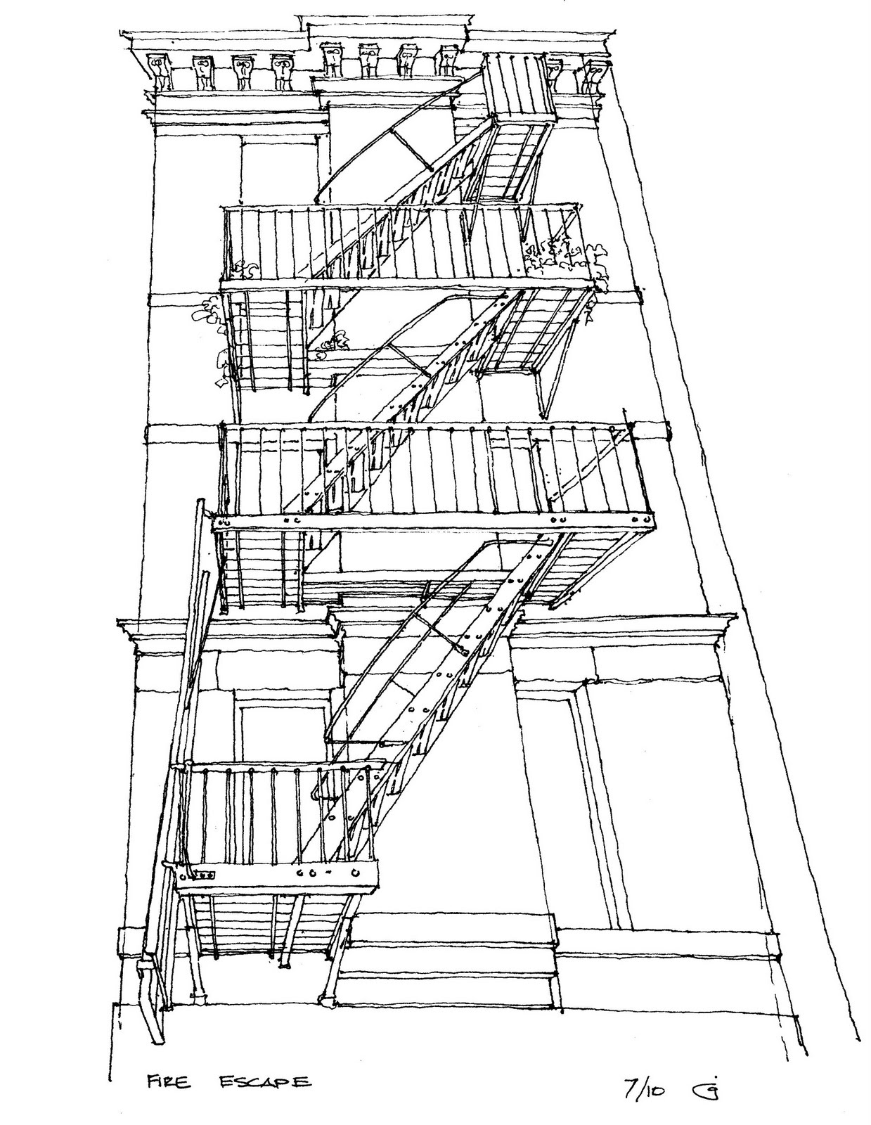 Park Slope Sketch: Another Fire Escape