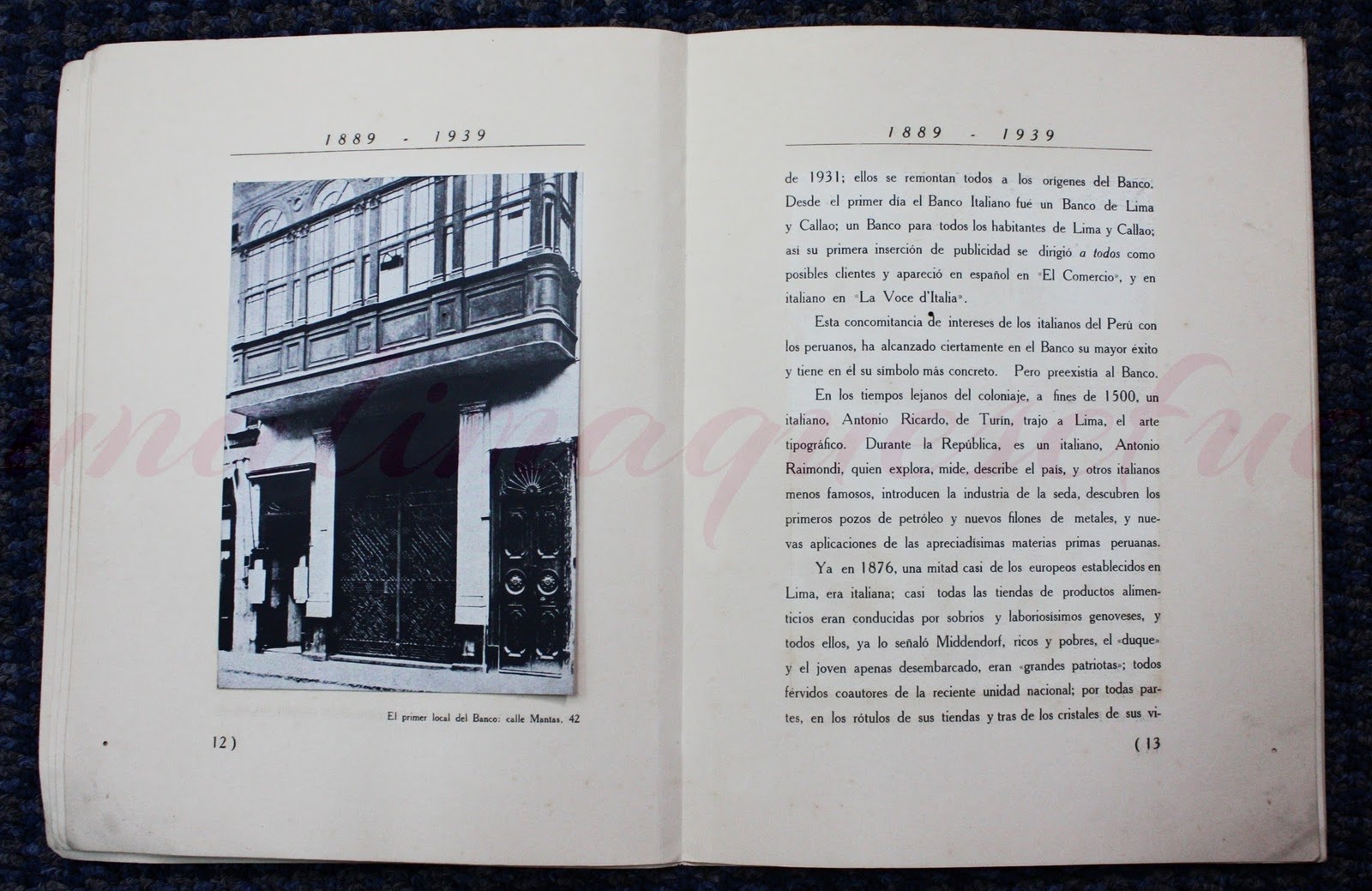 Una Lima Que Se Fue ...: Banco Italiano 50 Años - 1889 - 1939