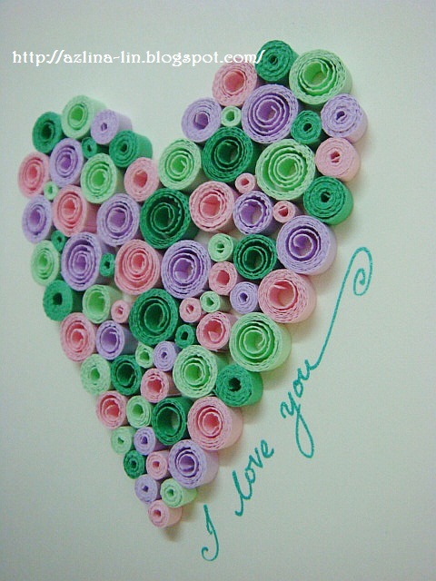 AZLINA ABDUL: Quilled heart pattern #6