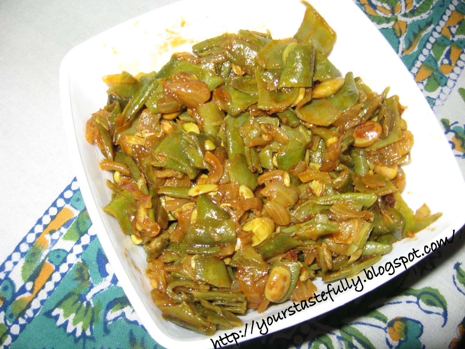 Yours Tastefully: Avarakya upperi / Indian broad beans stir fry