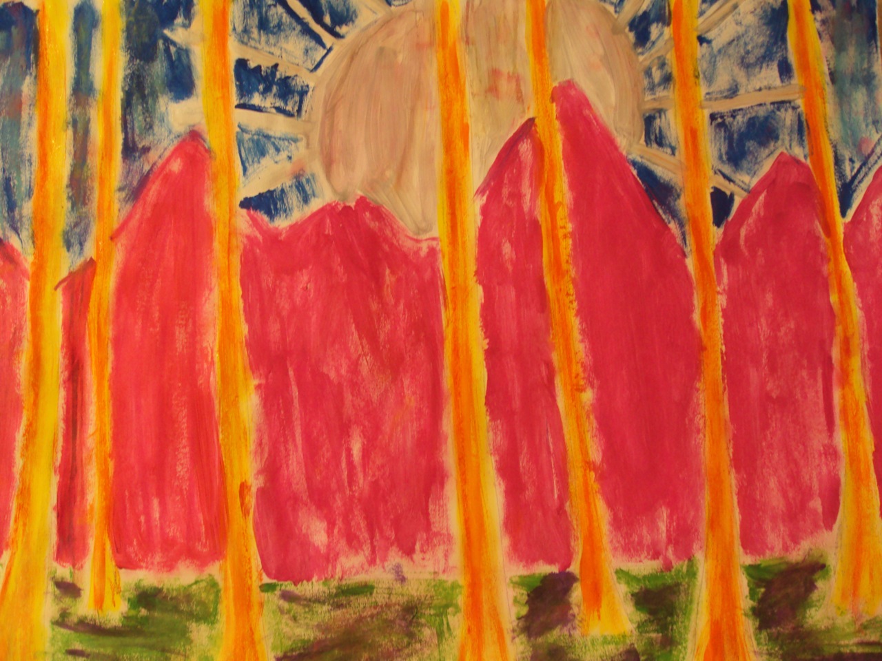 Think Create Art: Fall Scenes in Abstract Style- 6th Grade