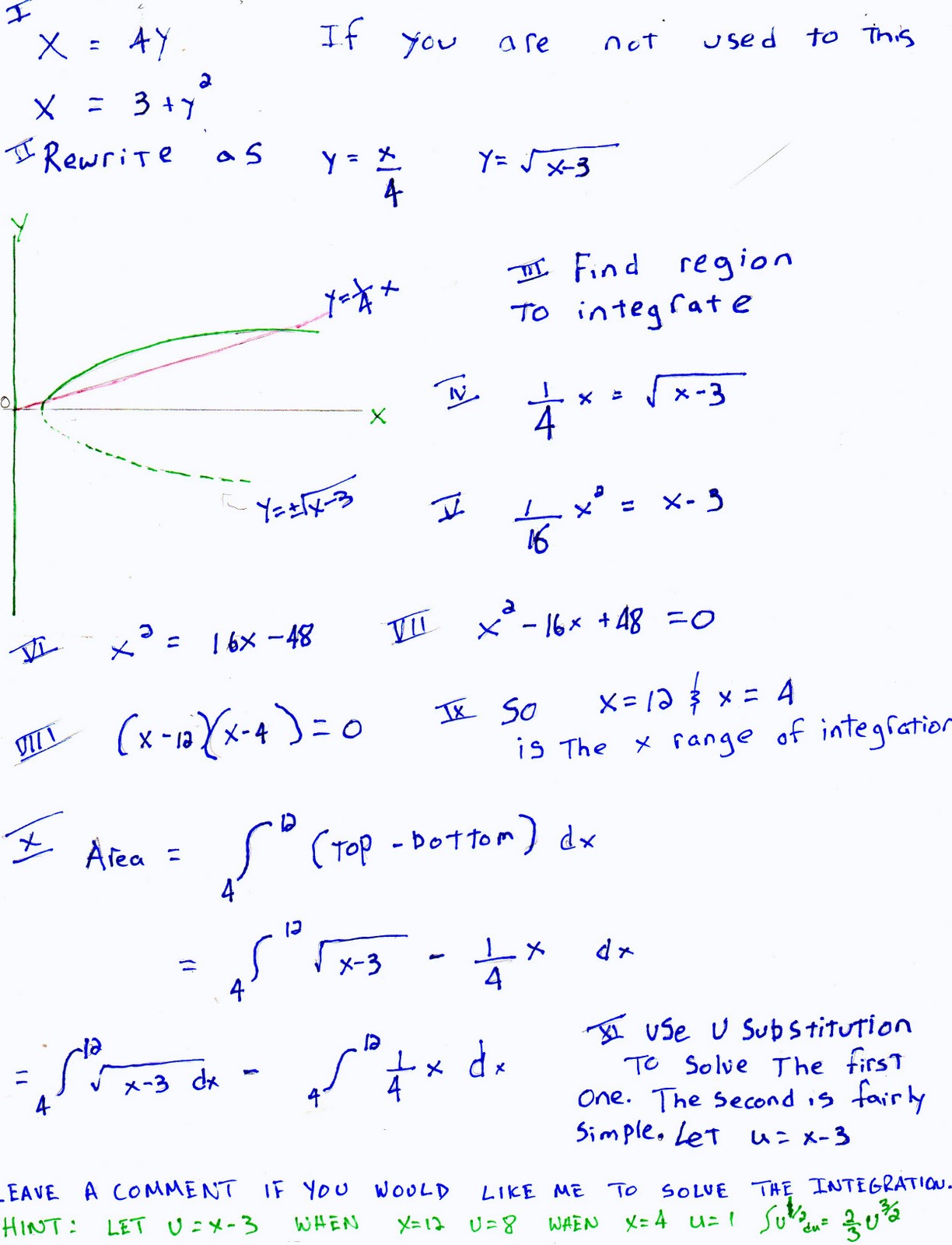Calculus Help: Area Between The Curves - Using the Definite Integral