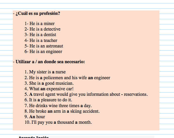 Jessenia's Lab Expierence: Exercises and solution of articles the/ a /an