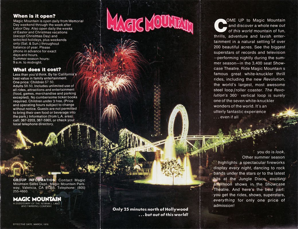 NewsPlusNotes: Sabrina's Brochure Spotlight: Magic Mountain 1978