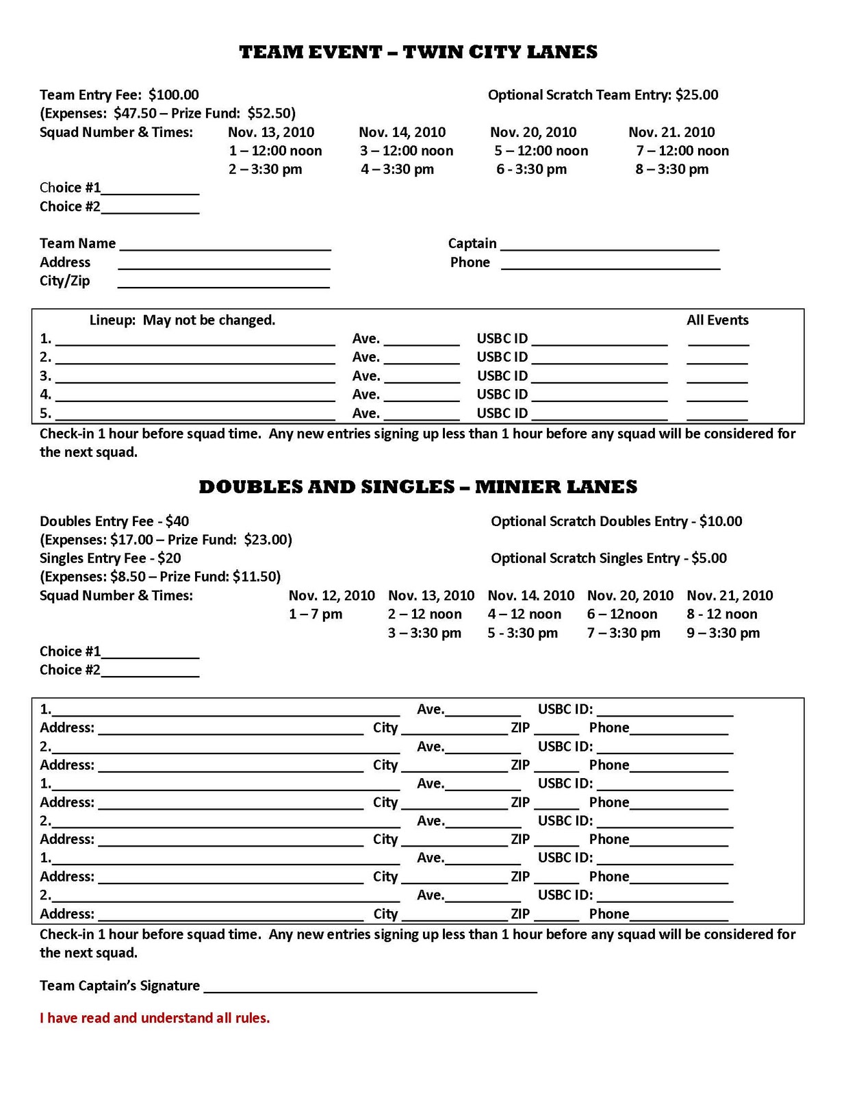 Greater Bloomington USBC: Open Tournament Application