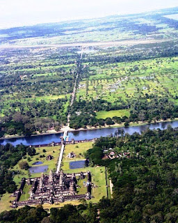 Journey through South East Asia: Aerial view of the Angkor Wat temple
