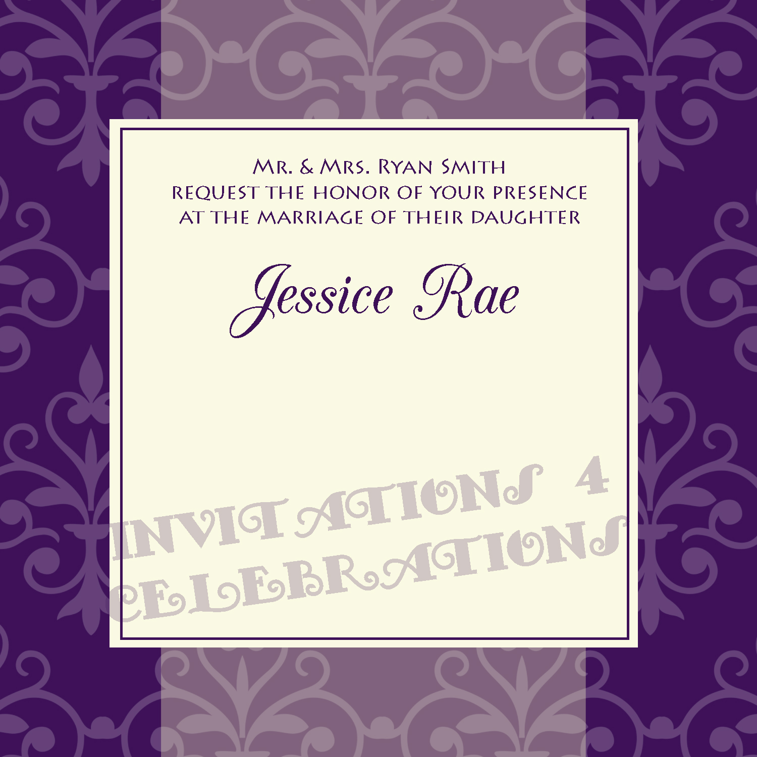 Invitations 4 Celebrations: Square Wedding Invitation