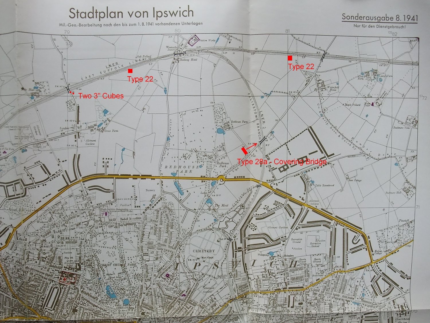 WW1 and WW2 Defences - Suffolk and beyond: Ipswich north perimeter defences