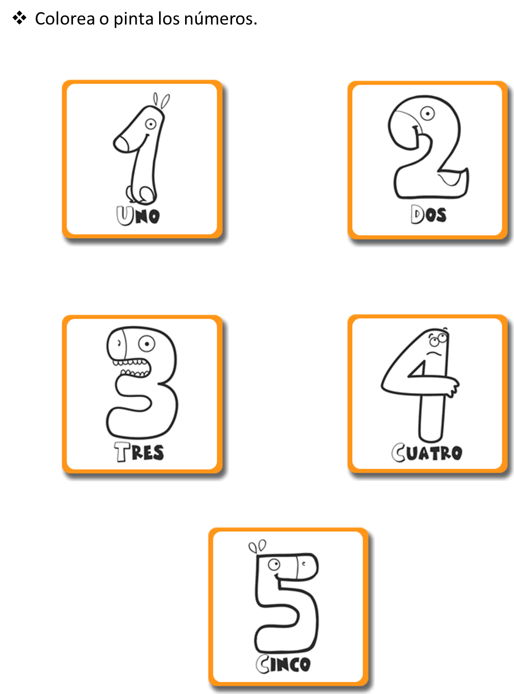Educación Parvularia: Los números del 1 al 5.