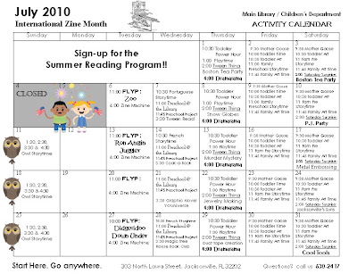 Main Library Children's Department: July Calendar