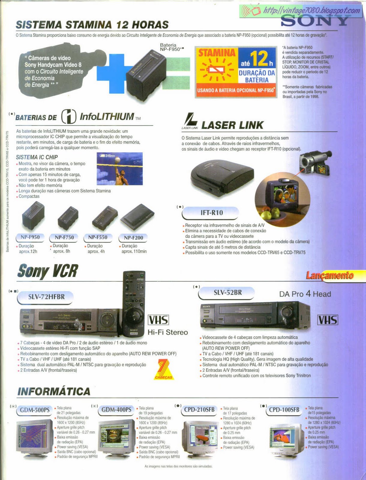 Vintage 70 80: Sony 08 - Catálogo 1998 - Brasil