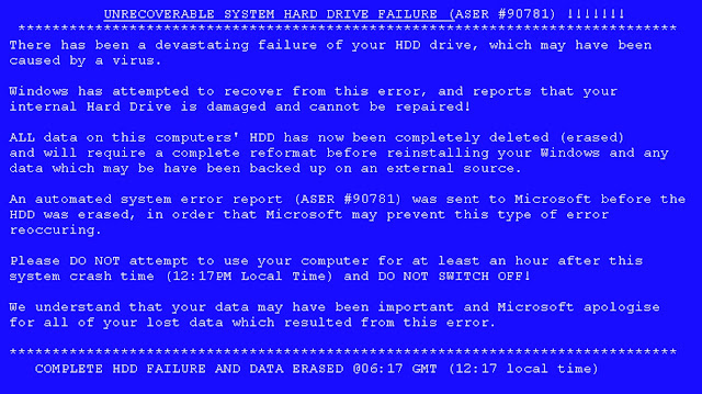 Ote and note: FAKE BLUE SCREEN PRANK