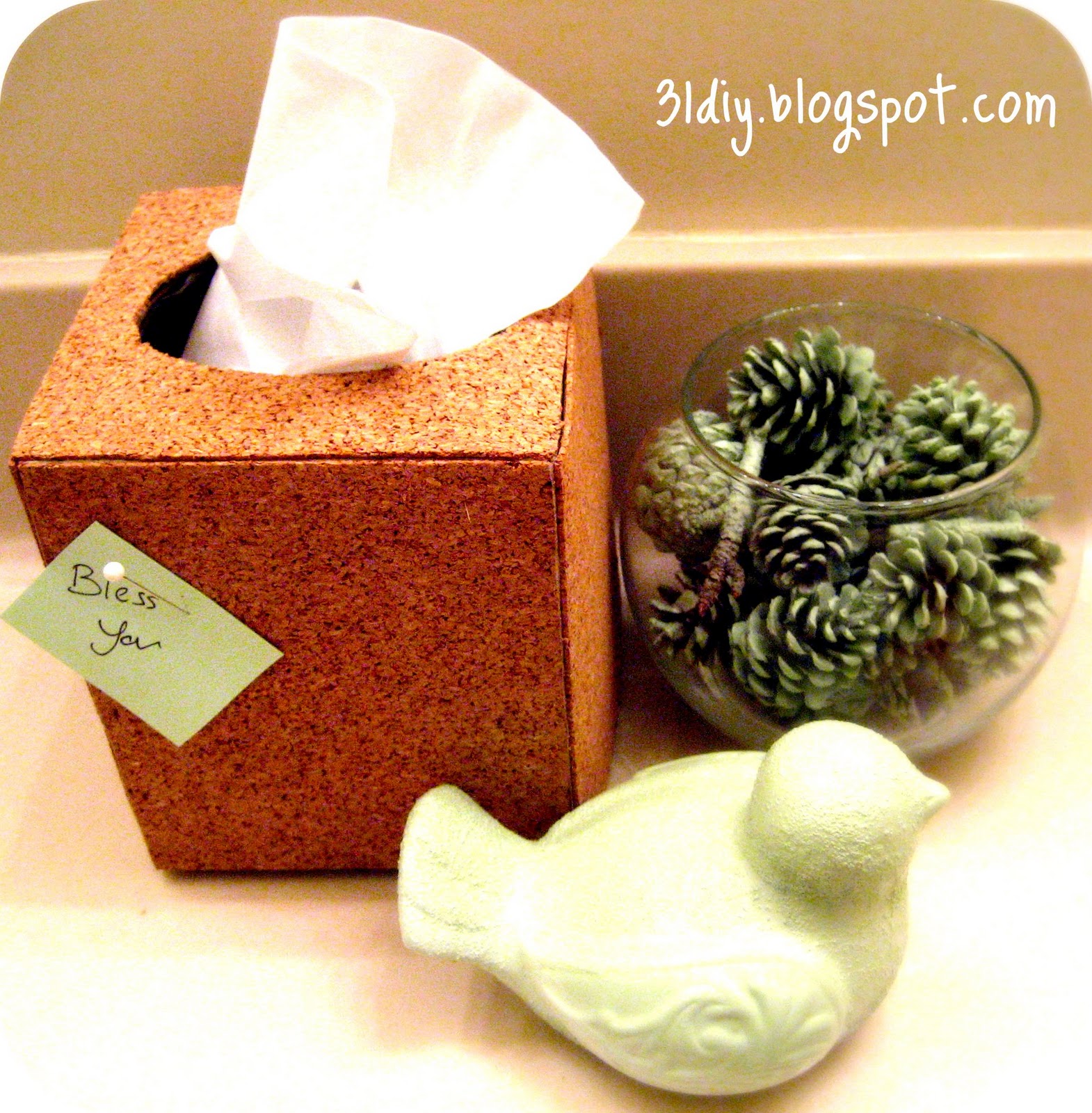 31 diy: Cork Tissue Box Cover {tutorial}