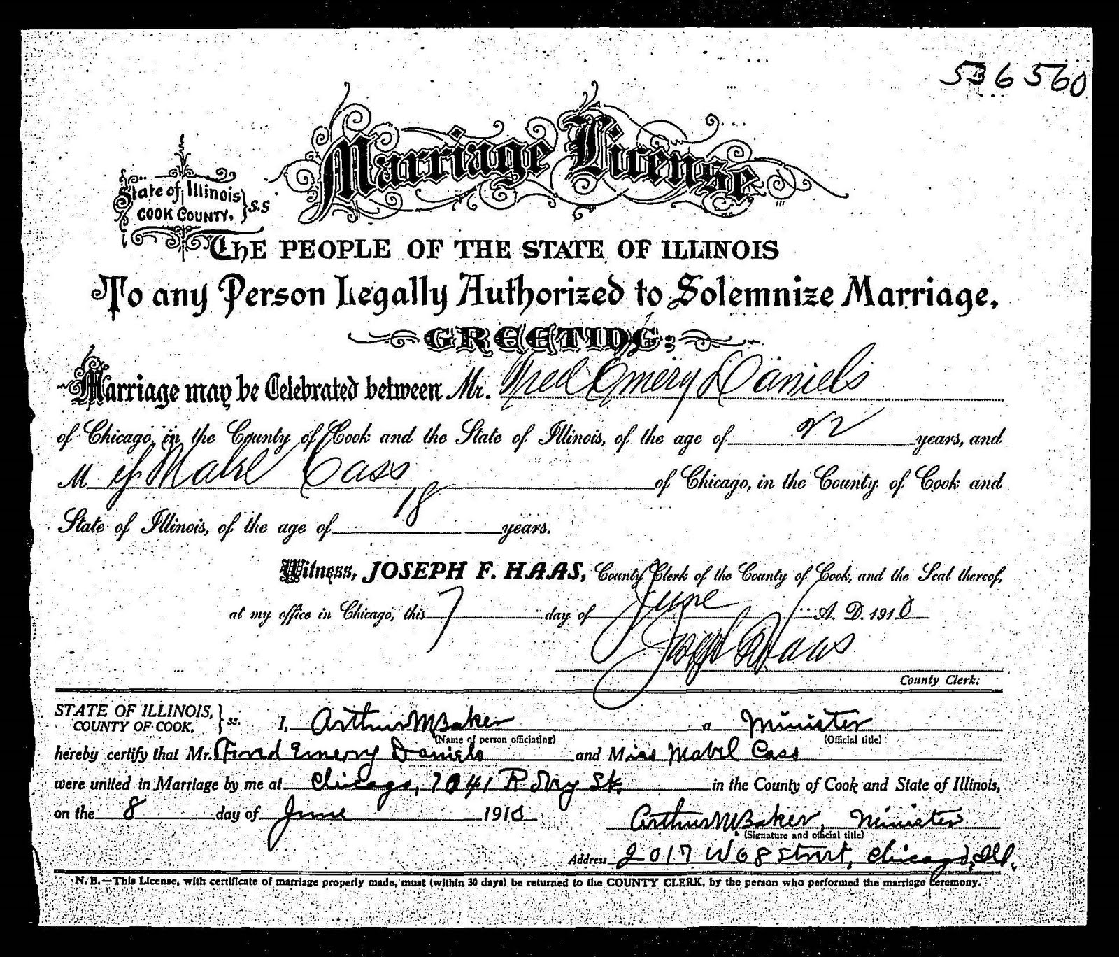 Emery / Daniels Ancestry: Fred Owen Emery Daniels and Mabel Cass ...