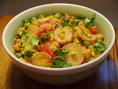 Sizzling Indian Recipes.....: Red Radish and Tofu Stir-Fry with Green Peas