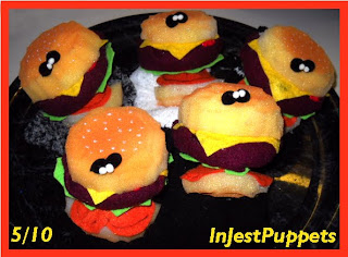 In Jest Puppets: Fresh hot burger puppets!