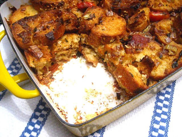 Savory Tomato & Leek Bread Pudding
