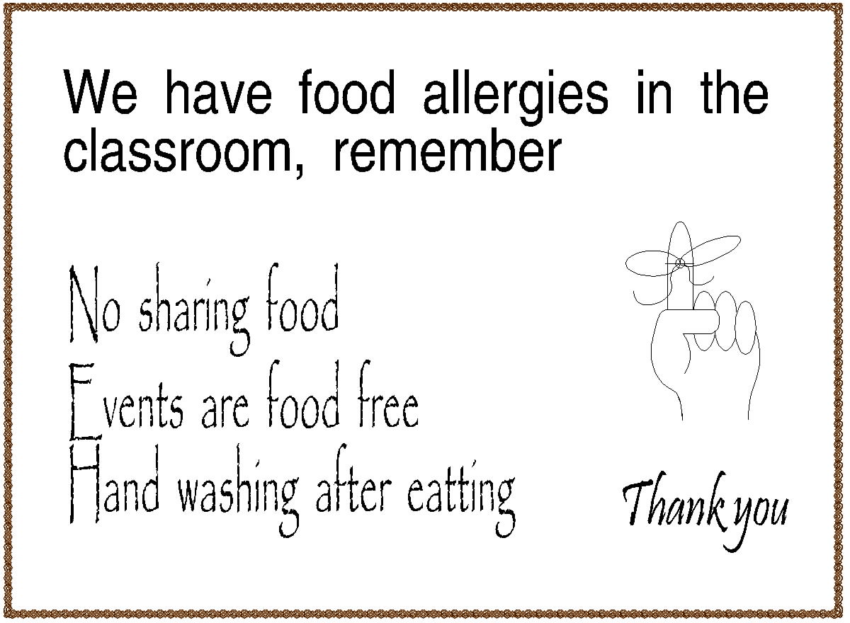 Free Posters and Signs: Allergies in the classroom