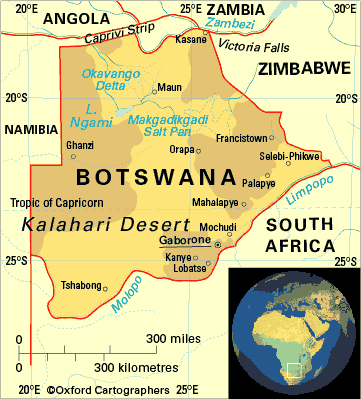 BOTSWANA - GEOGRAPHY, GOVERNMENT AND HISTORY OF BOTSWANA