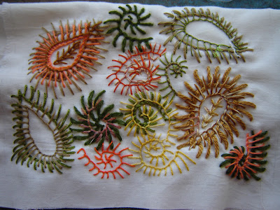 embroidery overlaps: dorset feather stitch postcard