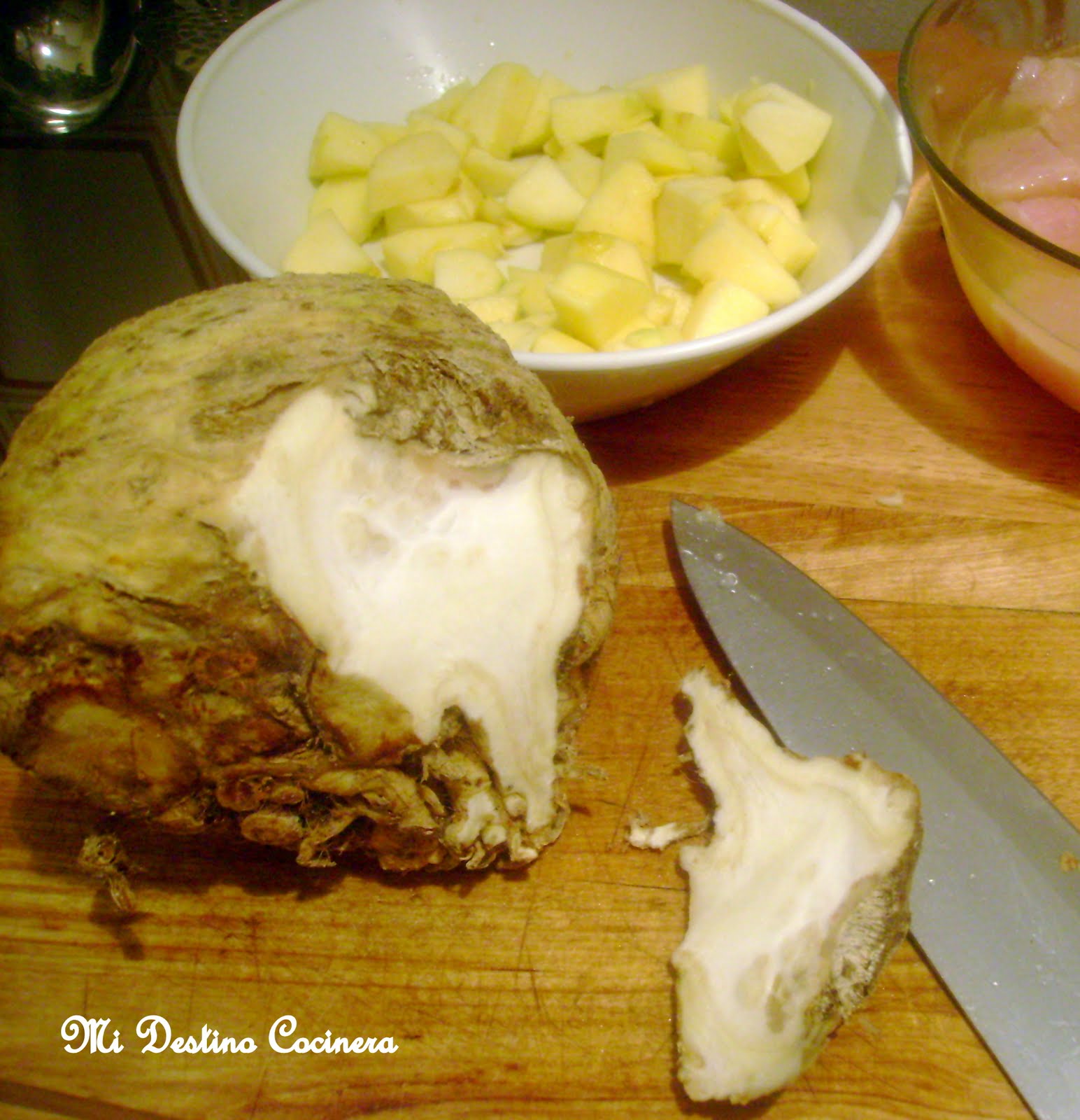 Ensalada Tibia de Pavo con Manzanas , Piña y Apio Nabo.