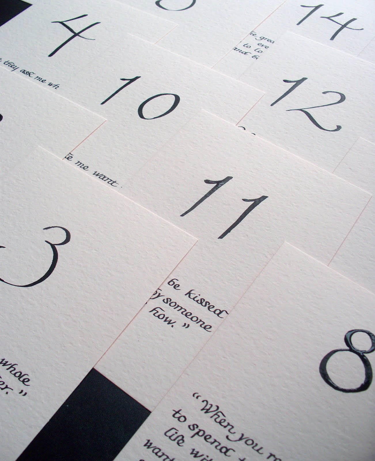 From the Ash Tree Meadow...: Calligraphy for Quotes on Table Cards