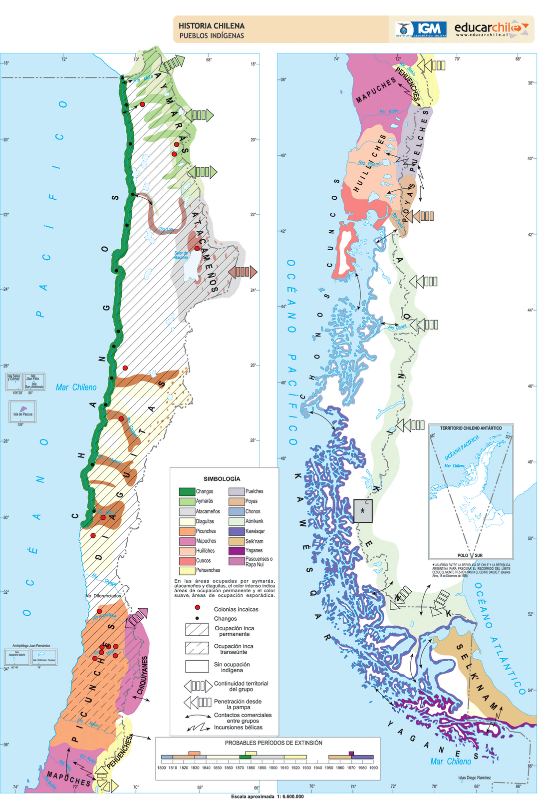 INDIGENAS EN LA COLONIA DE CHILE: mapas